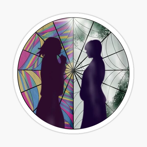 "Silhouettes Spiderweb Window Wednesday Addams And Enid" Sticker for ...