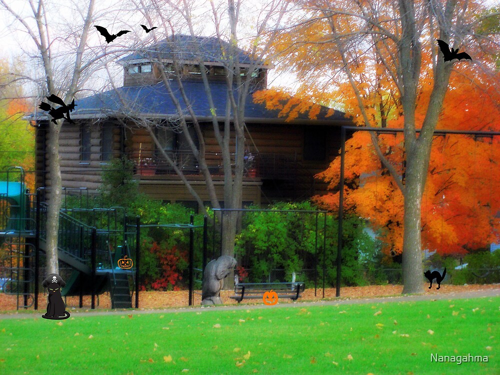 "Log cabin house, ready for Halloween" by Nanagahma | Redbubble