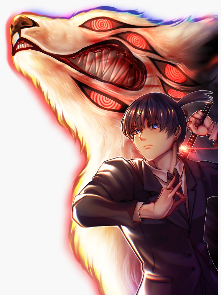 "AKI- CHAINSAW MAN + KON (transparent BG)" Sticker for Sale by ...