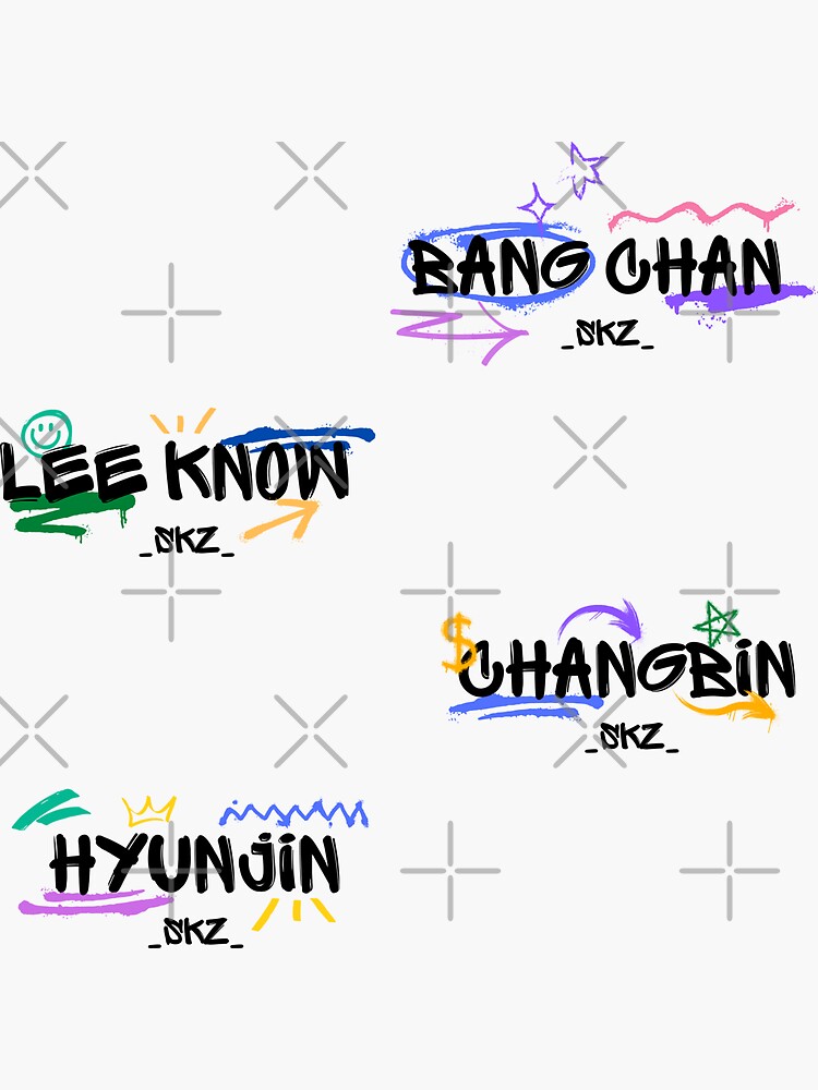 "Stray Kids Graffiti stage names Pack 1 (Bang Chan, Lee Know, Changbin ...