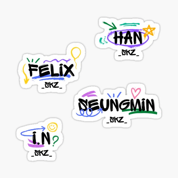 "Stray Kids Graffiti stage names Pack 2 (Han, Felix, Seungmin, I.N ...