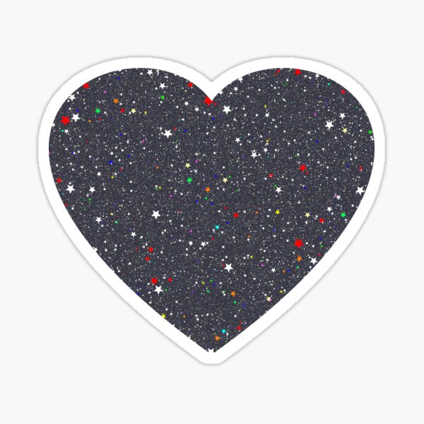 "Sparkling glitter Loving Heart on grey night sky background" Sticker ...