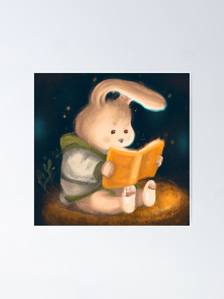 "Baby Bunny reading a book" Poster for Sale by WorldOfFairies | Redbubble