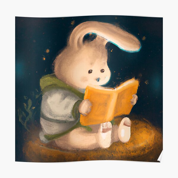 "Baby Bunny reading a book" Poster for Sale by WorldOfFairies | Redbubble