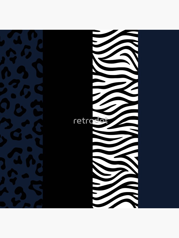 "Black and Navy Blue Half Zebra and Half Leopard Stripes Print" Sticker ...