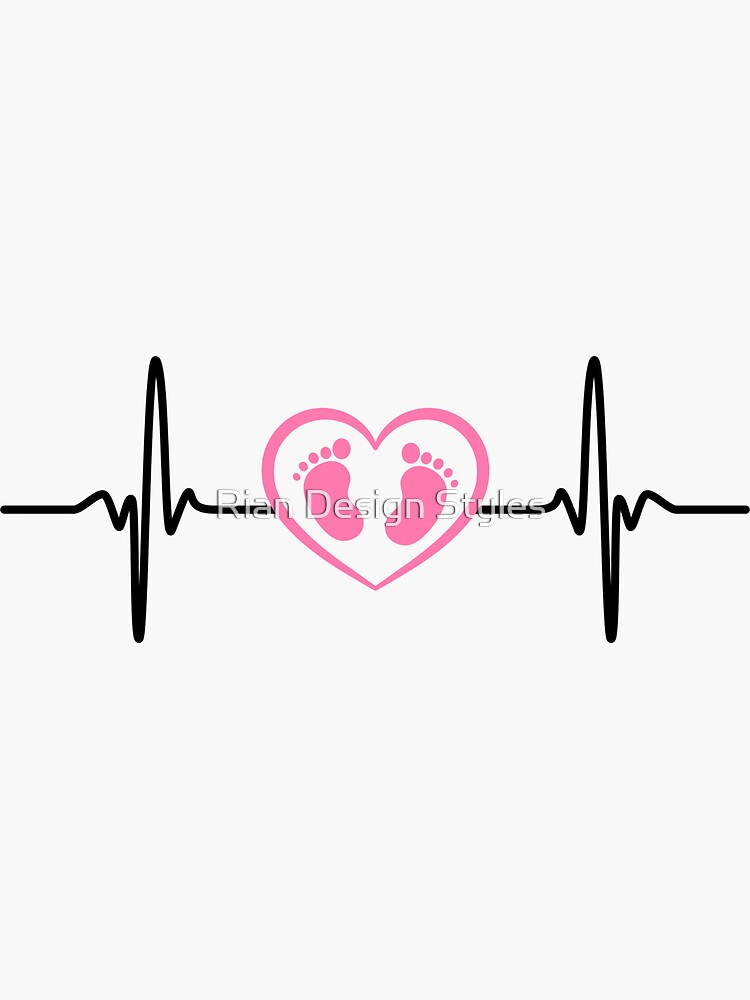 Pegatina «Línea de latidos del corazón del bebé con huellas» de Abu ...