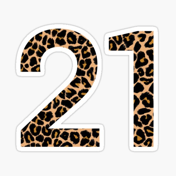 "21st Birthday, Leopard Print Numbers" Sticker for Sale by OneThreeSix ...
