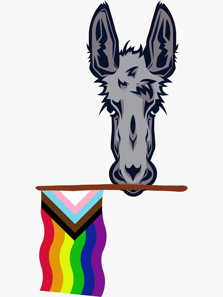"Progress Pride Flag Democratic Progressive Donkey" Sticker for Sale by ...