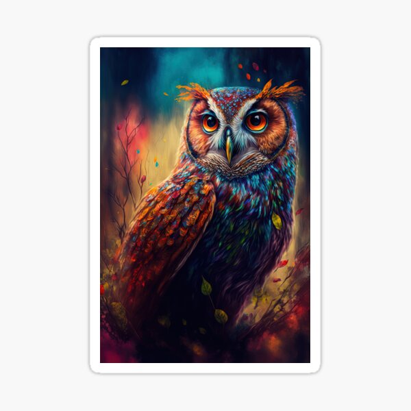 "Owl illustrated art design" Sticker for Sale by AirtWorld | Redbubble