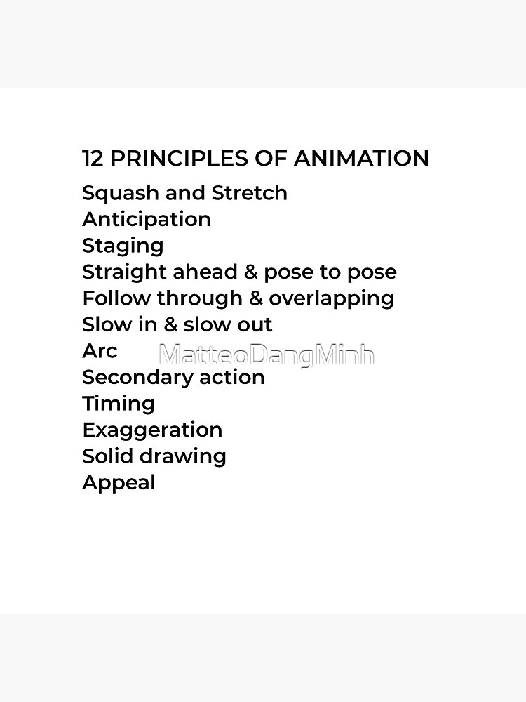 "12 Principles of Animation" Poster for Sale by MatteoDangMinh | Redbubble