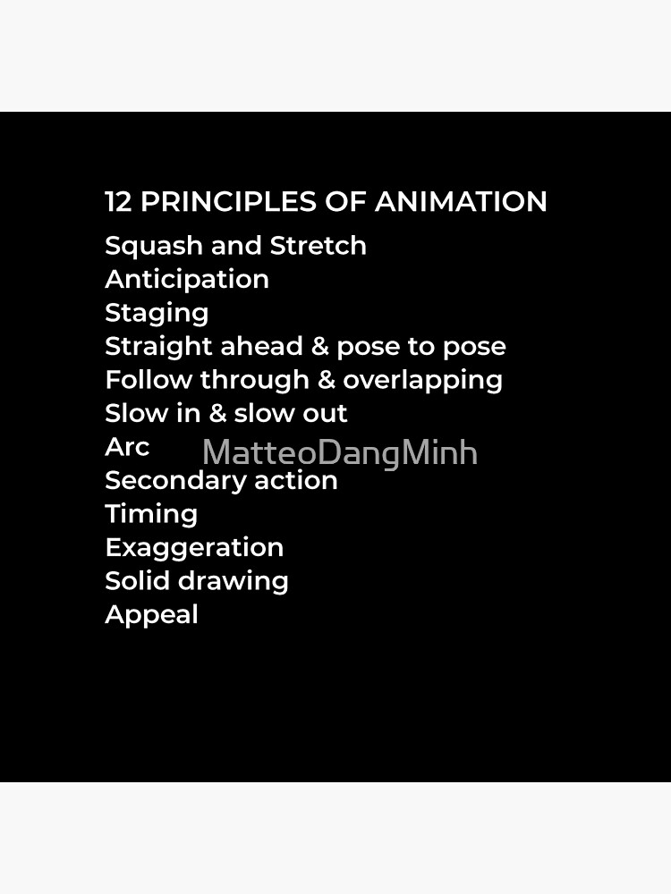 "12 Principles of Animation" Poster for Sale by MatteoDangMinh | Redbubble
