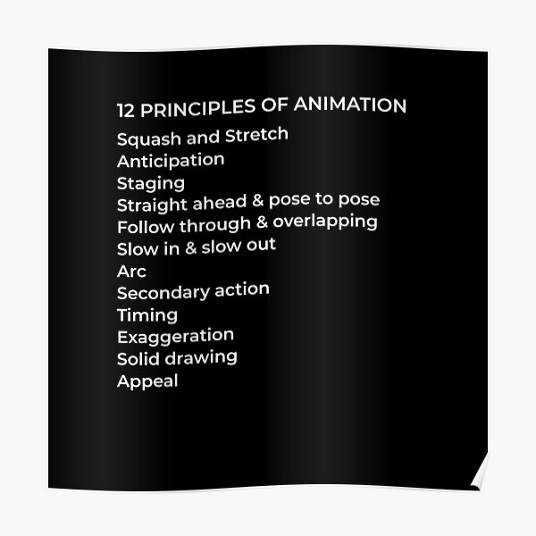 "12 Principles of Animation" Poster for Sale by MatteoDangMinh | Redbubble