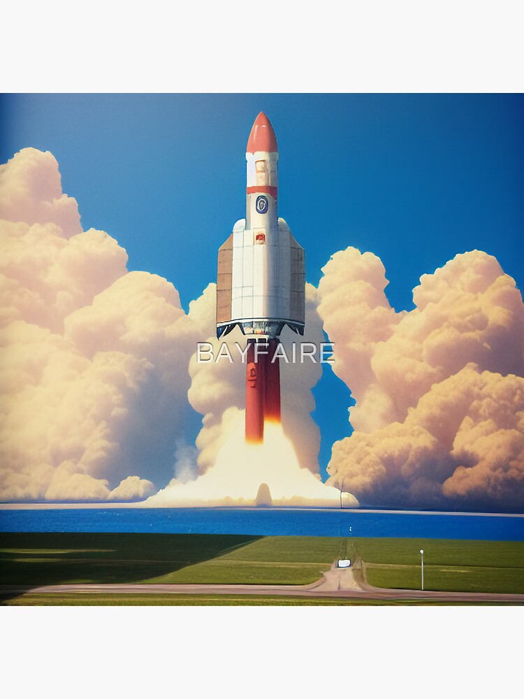 "80s Rocket Launch Vintage" Sticker for Sale by BAYFAIRE | Redbubble