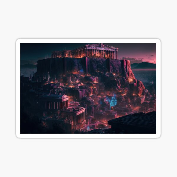 " Cyberpunk Acropolis" Sticker for Sale by art8085 | Redbubble