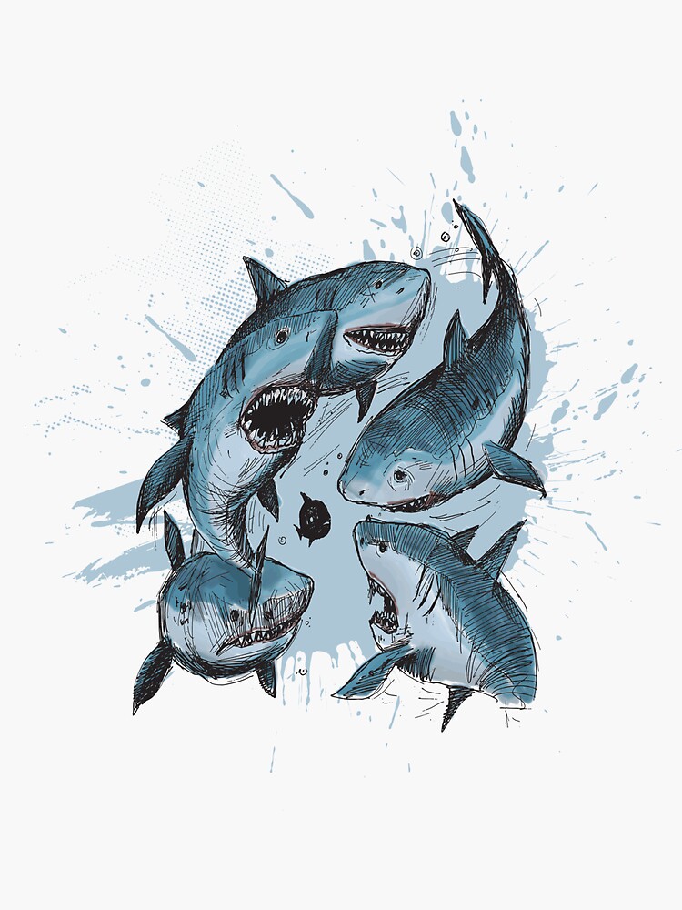 "SHARK FISH DESIGN" Sticker for Sale by DPlanet | Redbubble