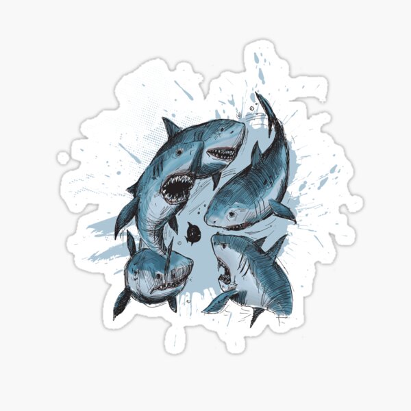 "SHARK FISH DESIGN" Sticker for Sale by DPlanet | Redbubble