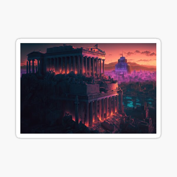 "Cyberpunk Acropolis" Sticker for Sale by art8085 | Redbubble