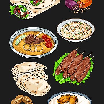 "Assorted Middle Eastern Food" Sticker for Sale by NiftyTrinket | Redbubble