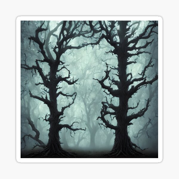 "Evil Spooky Trees" Sticker for Sale by Planetporridge | Redbubble