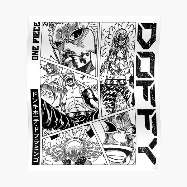 "Doflamingo Manga Panel - black version" Poster for Sale by Neoxnime ...