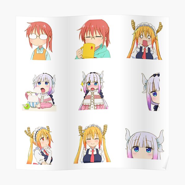 "[ 9 SET ] Miss Kobayashi's Dragon Maid Sticker Pack" Poster for Sale ...
