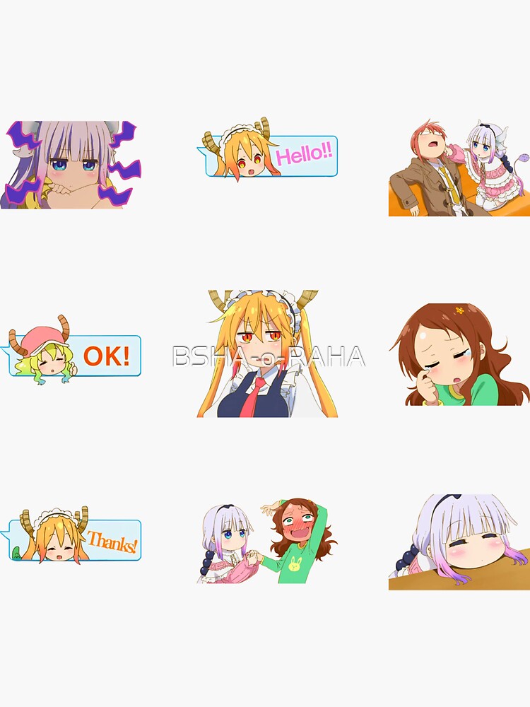 "[ 9 SET ] Miss Kobayashi's Dragon Maid Sticker Pack" Sticker for Sale ...
