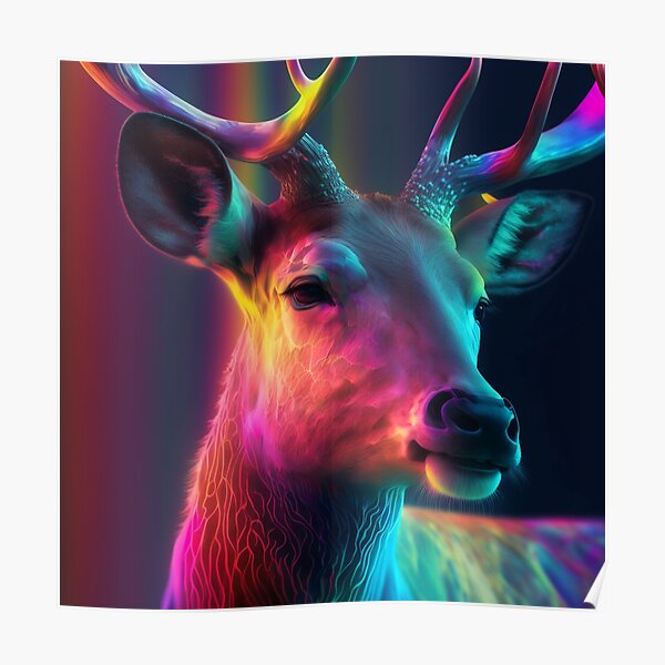 "Ai Generated Art - Phantasmal Iridescent Deer" Poster for Sale by ...