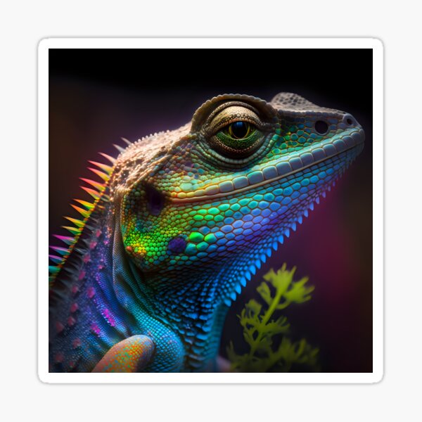 "Ai Generated Art - Phantasmal Iridescent Lizard" Sticker for Sale by ...