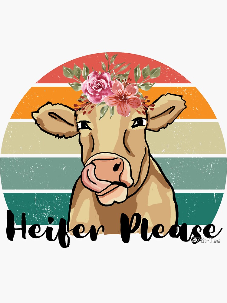"Heifer Please Retro Funny Mandala Cow Vintage Farming" Sticker for ...