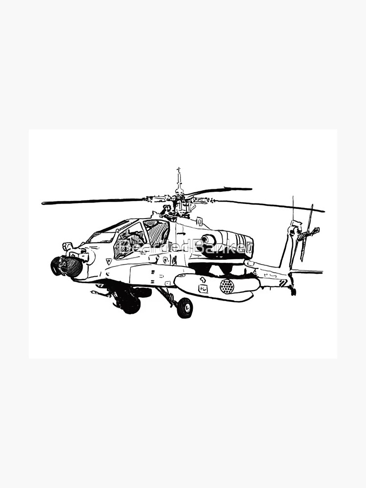 "Apache Helicopter" Sticker for Sale by BeardedBanker | Redbubble