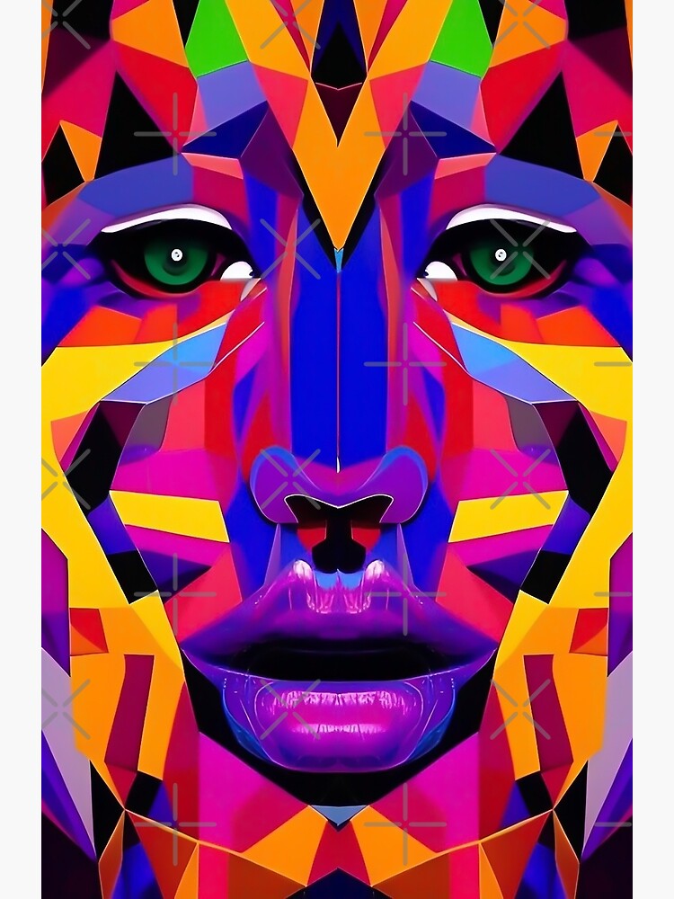 "Colorful Abstract Geometric Face" Poster for Sale by CattlettArt ...