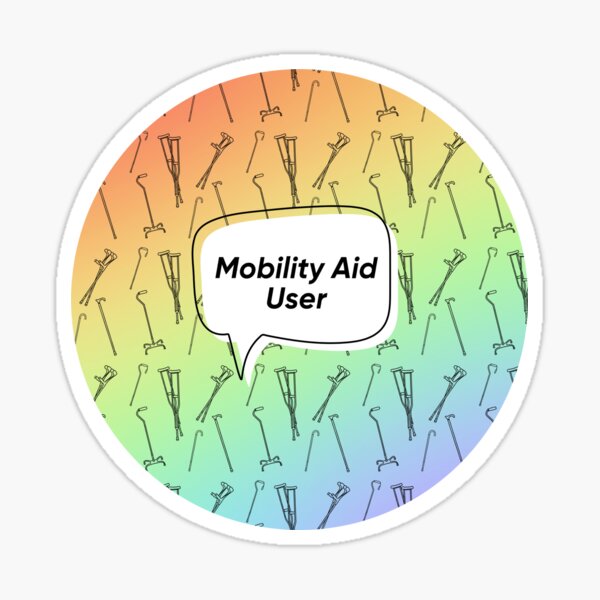 "Mobility Aid User (rainbow)" Sticker for Sale by Rue-Red-Rye | Redbubble