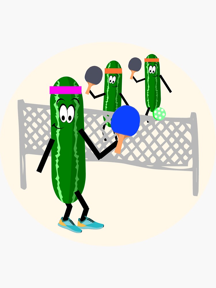"Pickles Playing Pickleball (Circle)" Sticker for Sale by madelynmedia ...