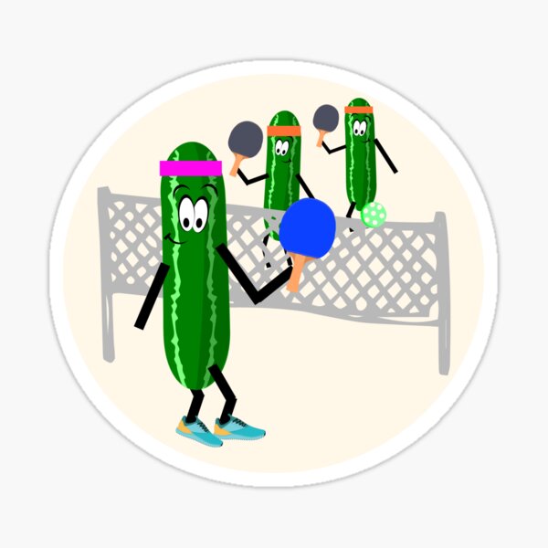 "Pickles Playing Pickleball (Circle)" Sticker for Sale by madelynmedia ...