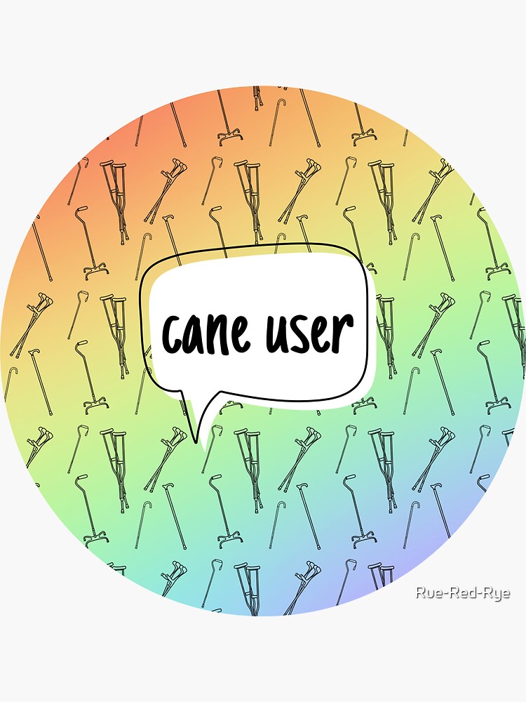 "Cane User Pin (rainbow)" Sticker for Sale by Rue-Red-Rye | Redbubble