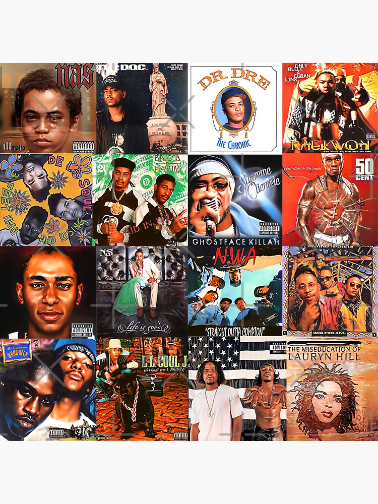 "Hip Hop Albums Collage Illustration " Sticker for Sale by ...