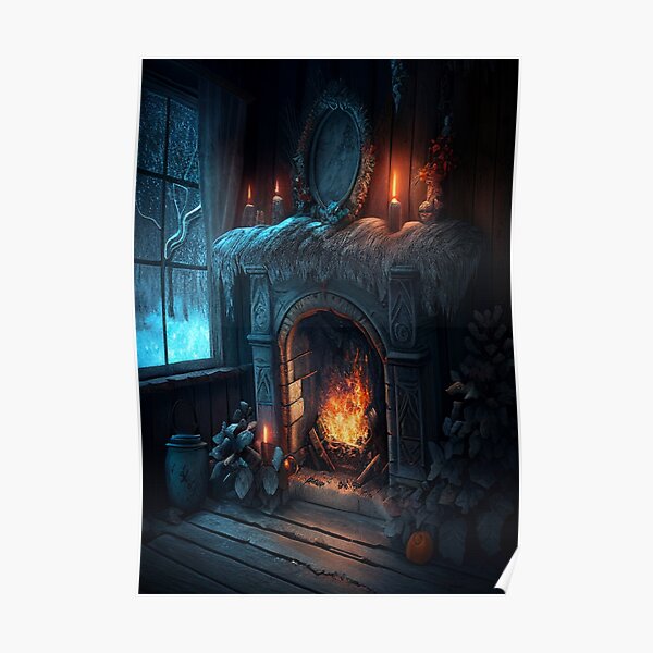 "Cold Cabin Fireplace" Poster for Sale by DalexMK | Redbubble