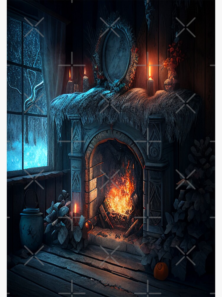 "Cold Cabin Fireplace" Sticker for Sale by DalexMK | Redbubble