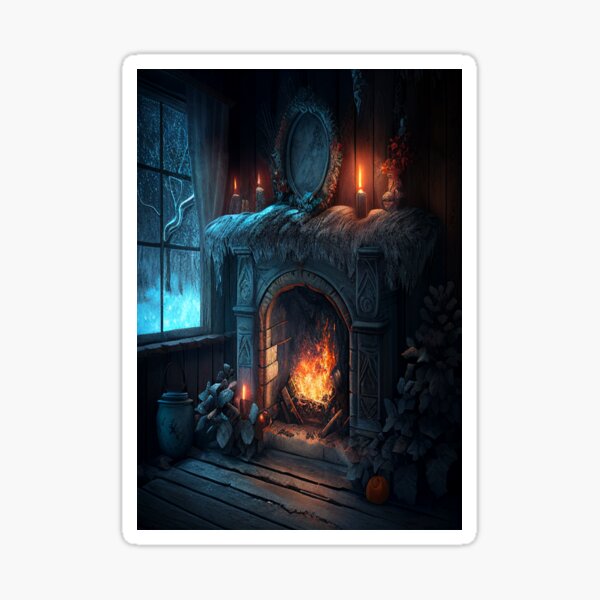 "Cold Cabin Fireplace" Sticker for Sale by DalexMK | Redbubble