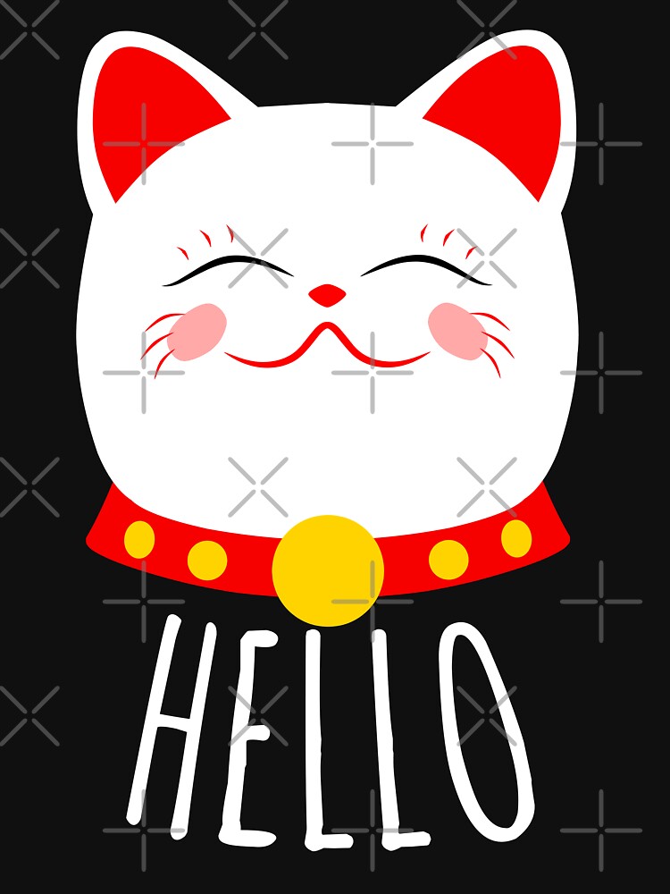 "Maneki Neko Cat Saying Hello : Cute Cat" T-shirt for Sale by ...