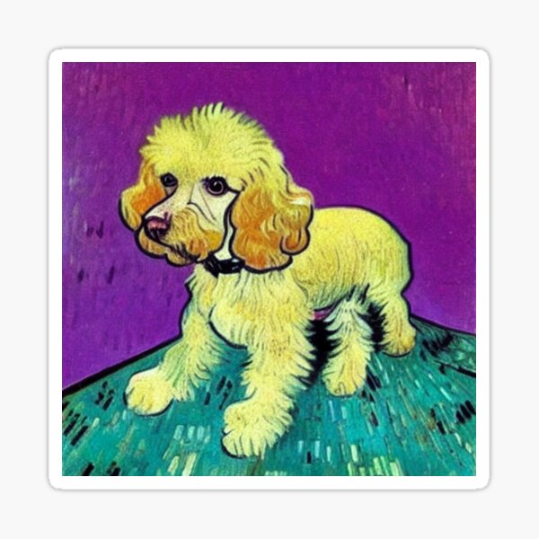 "Van Gogh Style Painting of a Poodle Dog" Sticker for Sale by ...