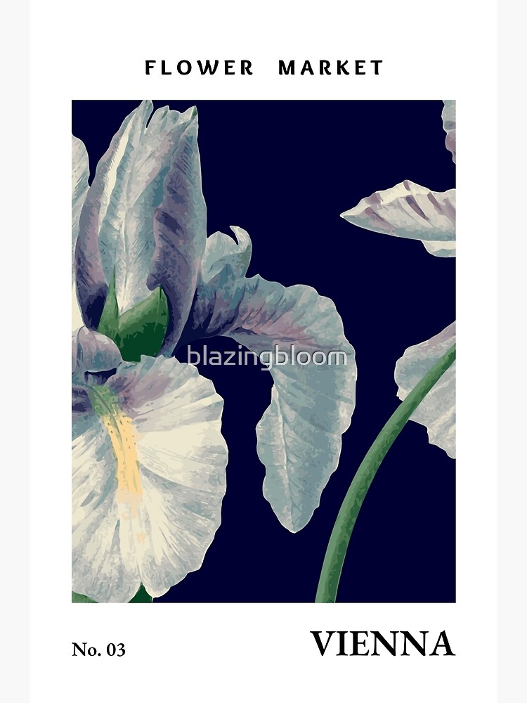 "Flower Market Vienna Navy Blue Floral" Poster for Sale by blazingbloom ...
