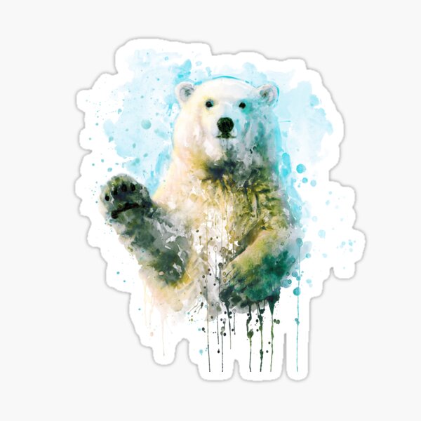 "Watercolor Portrait - Polar Bear Waving Goodbye" Sticker for Sale by ...