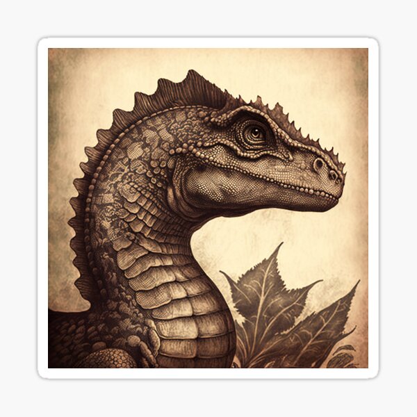 "Retro Lizard Dinosaur Drawing" Sticker for Sale by Soda-Pop-Art-87 ...