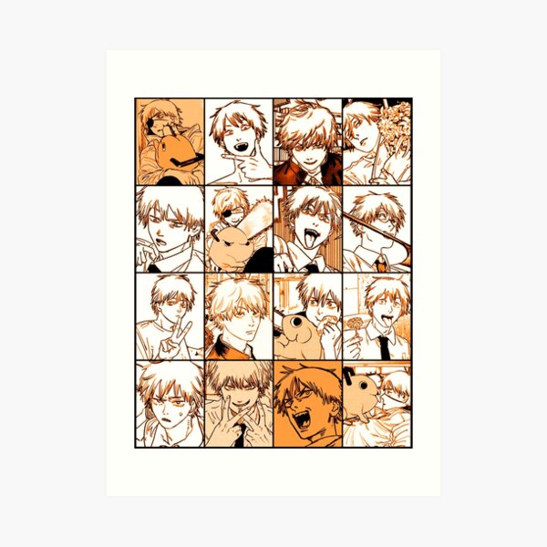 "Denji Chainsaw man manga panels collage color version" Art Print for ...