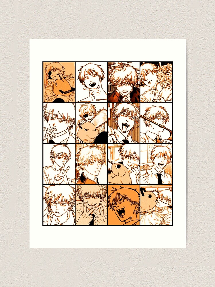 "Denji Chainsaw man manga panels collage color version" Art Print for ...