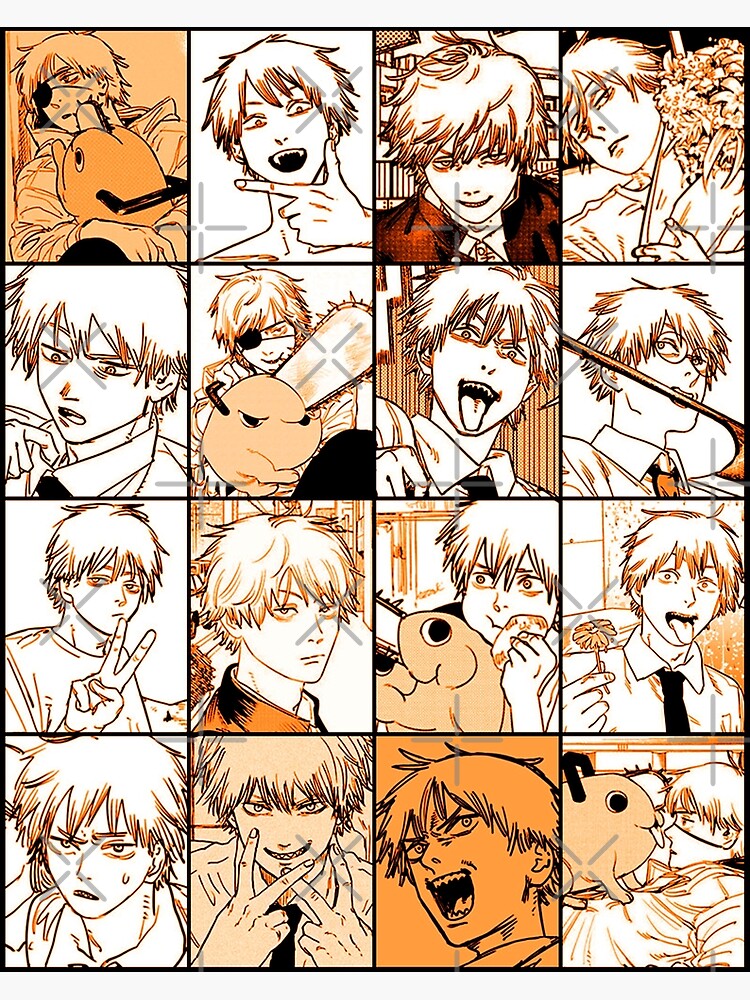 "Denji Chainsaw Man Manga Panels Collage Farbversion" Poster von ...