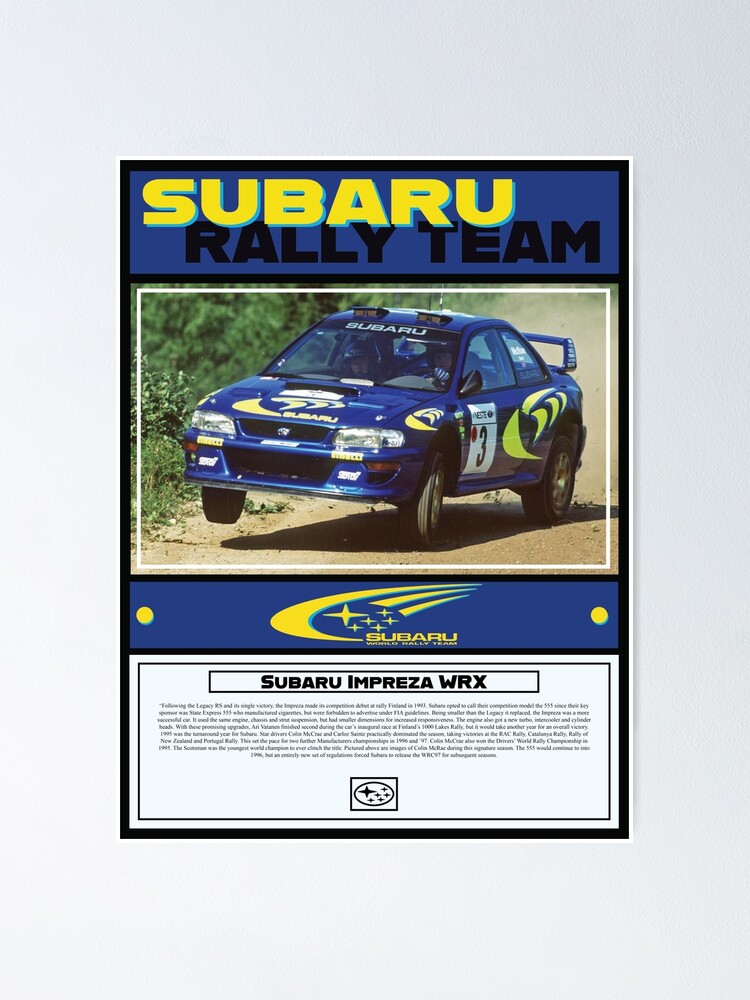 "SUBARU WRX WORLD RALLY" Poster for Sale by JDMXxports | Redbubble