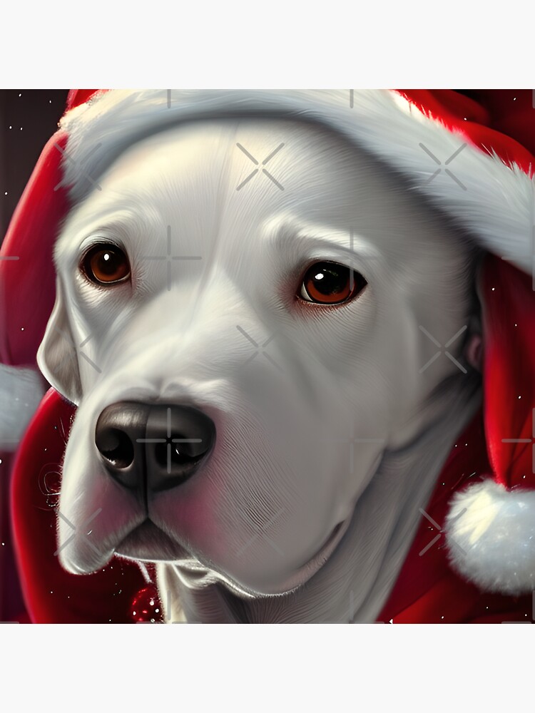 " Christmas Dogo Argentino Wearing A Santa Hat" Sticker for Sale by ...