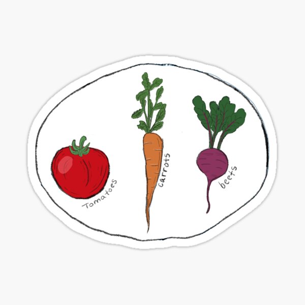 "Tomato, Carrot and Beet Sticker" Sticker for Sale by Abbyjean88 ...